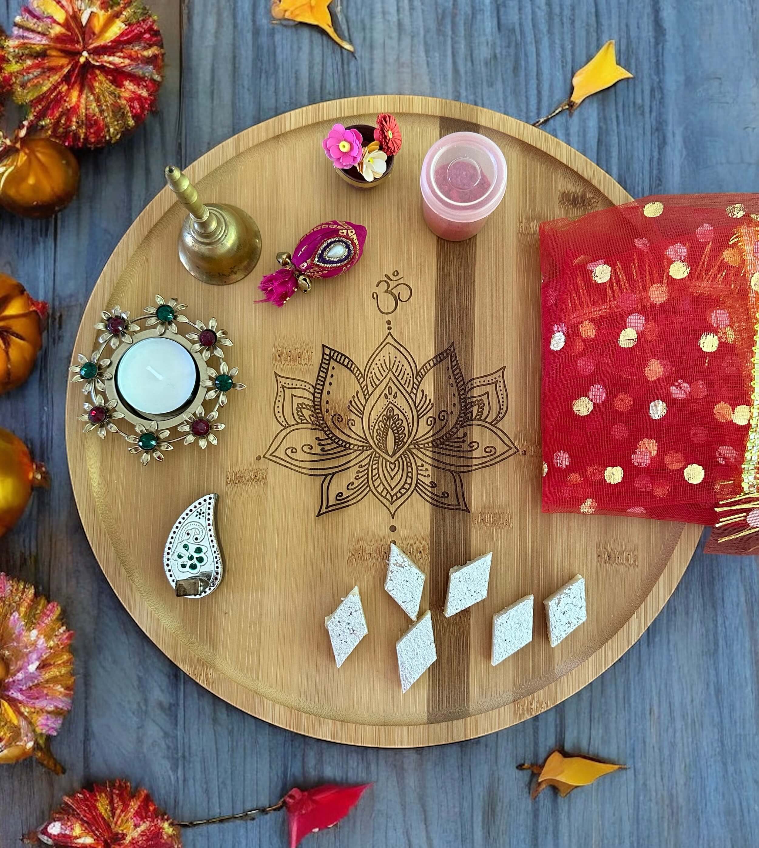 Lotus & Om Thali/Platter/Charcuterie Board – Tinted Heritage